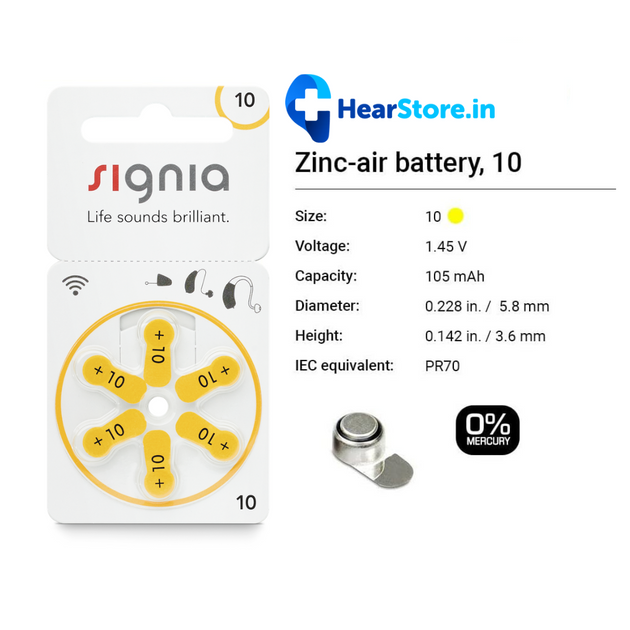 Signia Hearing Aid Battery- Size 10 – hearstore.in